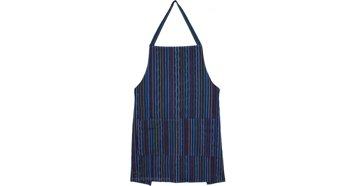 Midnight Blue Striped Mayan Artisan Kitchen Apron | Accessories | Blue ...