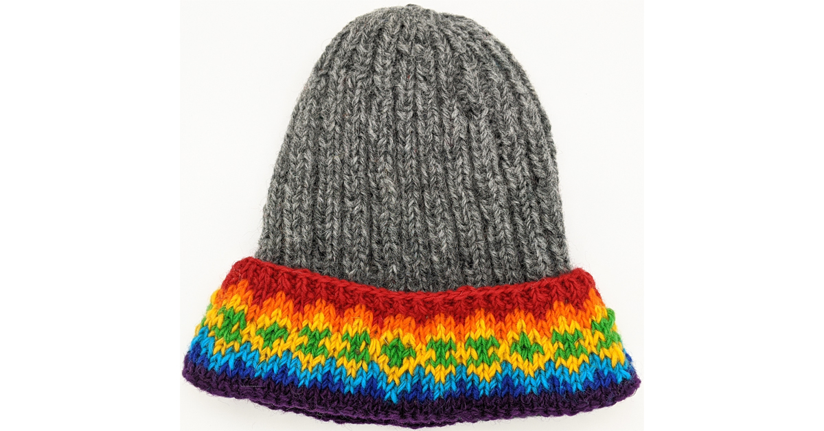 Knit Rainbow Beanie Woolen Grey Ski Winter Hat | Accessories ...