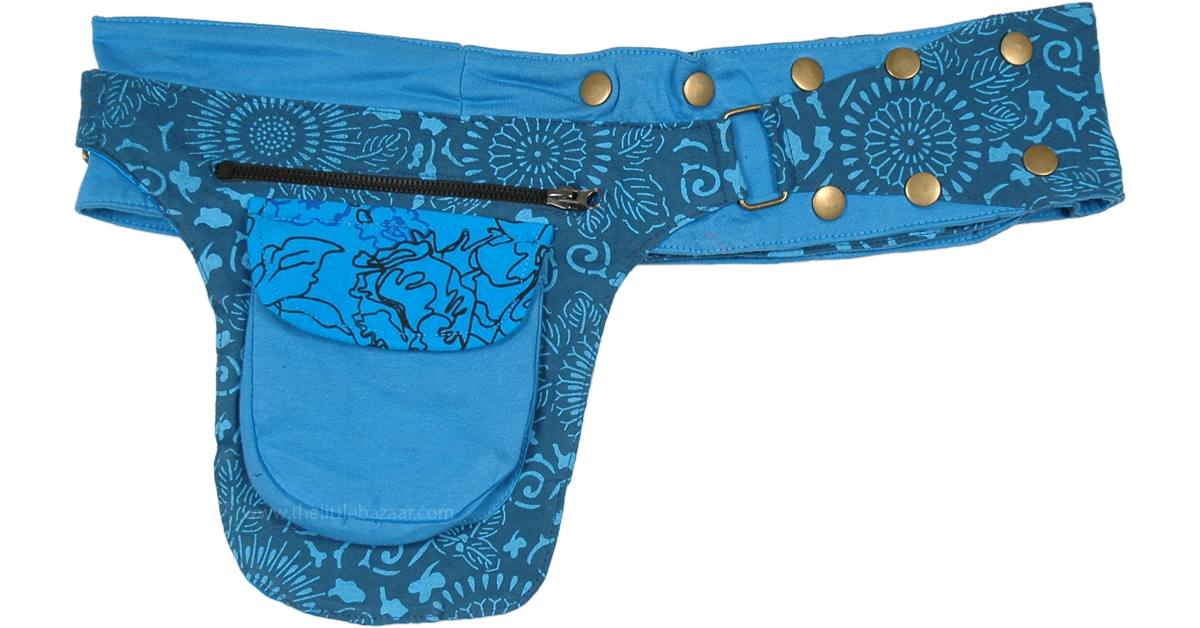 Island Blue Floral Pocket Belt with Adjustable Snaps | Accessories ...