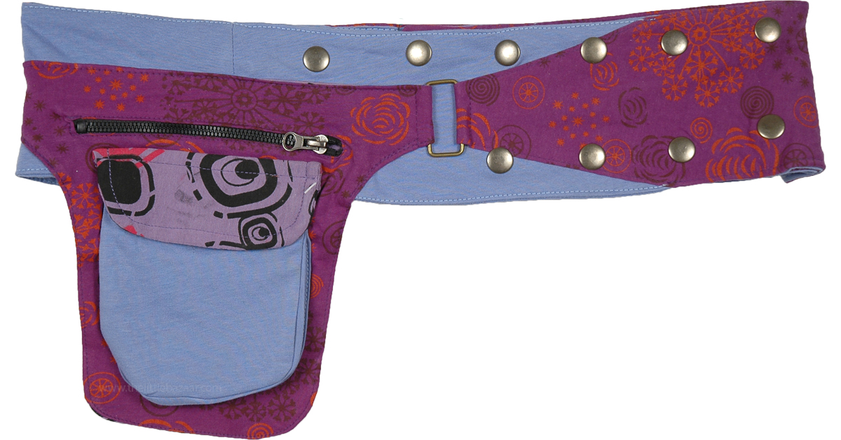 Blue and Mauve Fanny Pack with Snap Buttons | Accessories | Purple ...
