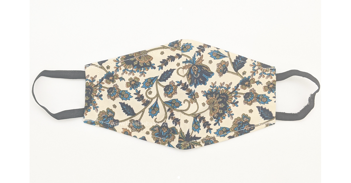 Sale:$3.99 Designer Face Mask in Royal Black and Blue Floral Design ...