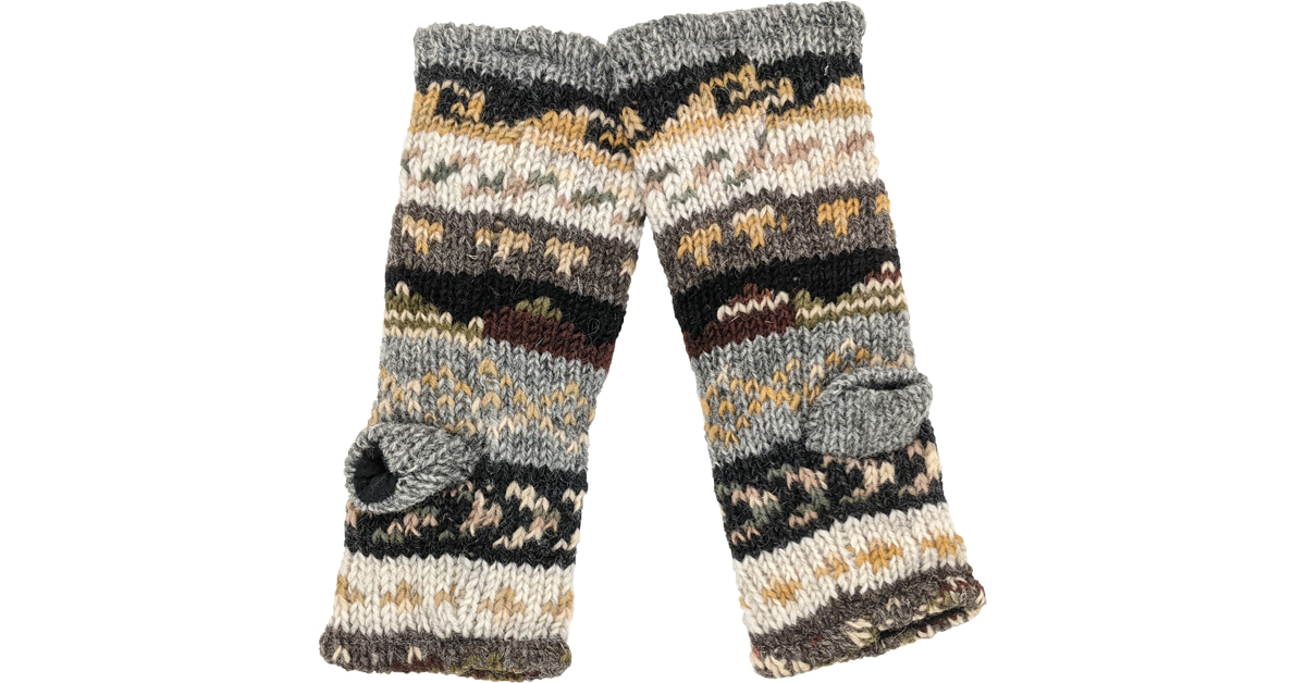 Beige and Black Fingerless Wool Hand Warmer | Accessories | Beige ...
