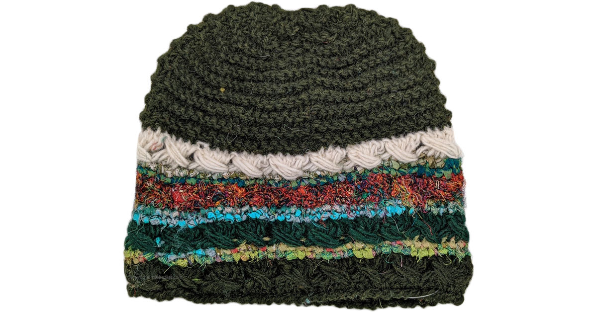 Unisex Military Green interwoven Beanie Wool Hat | Accessories | Green ...