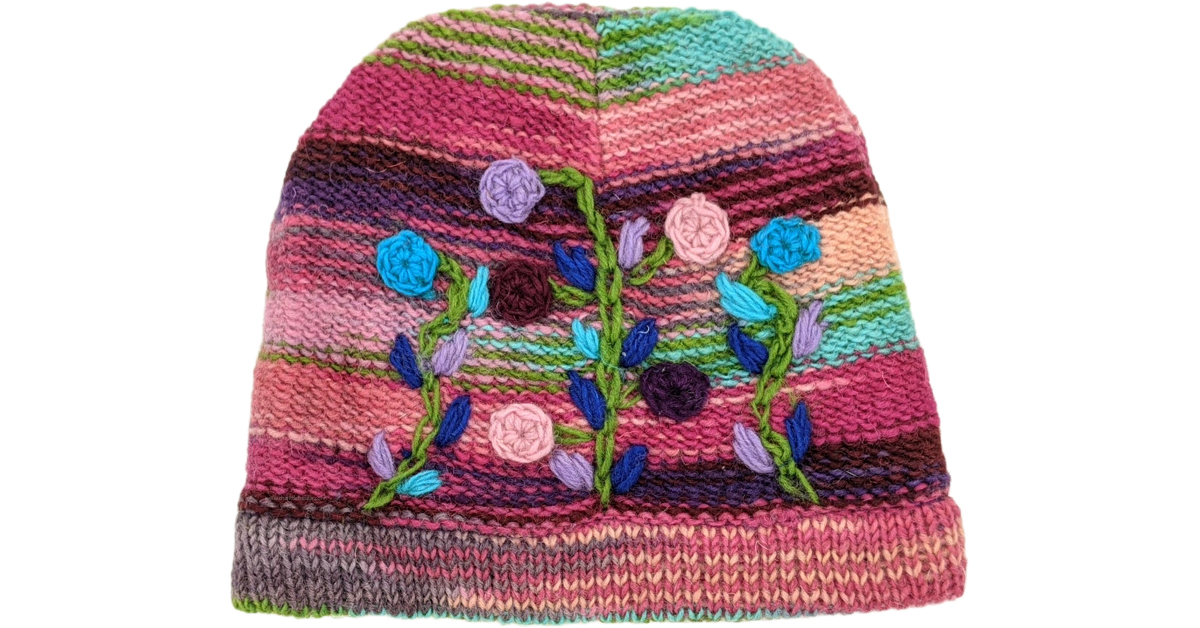 Pink Lush Unisex Floral Woolen Winter Cap | Accessories | Pink ...
