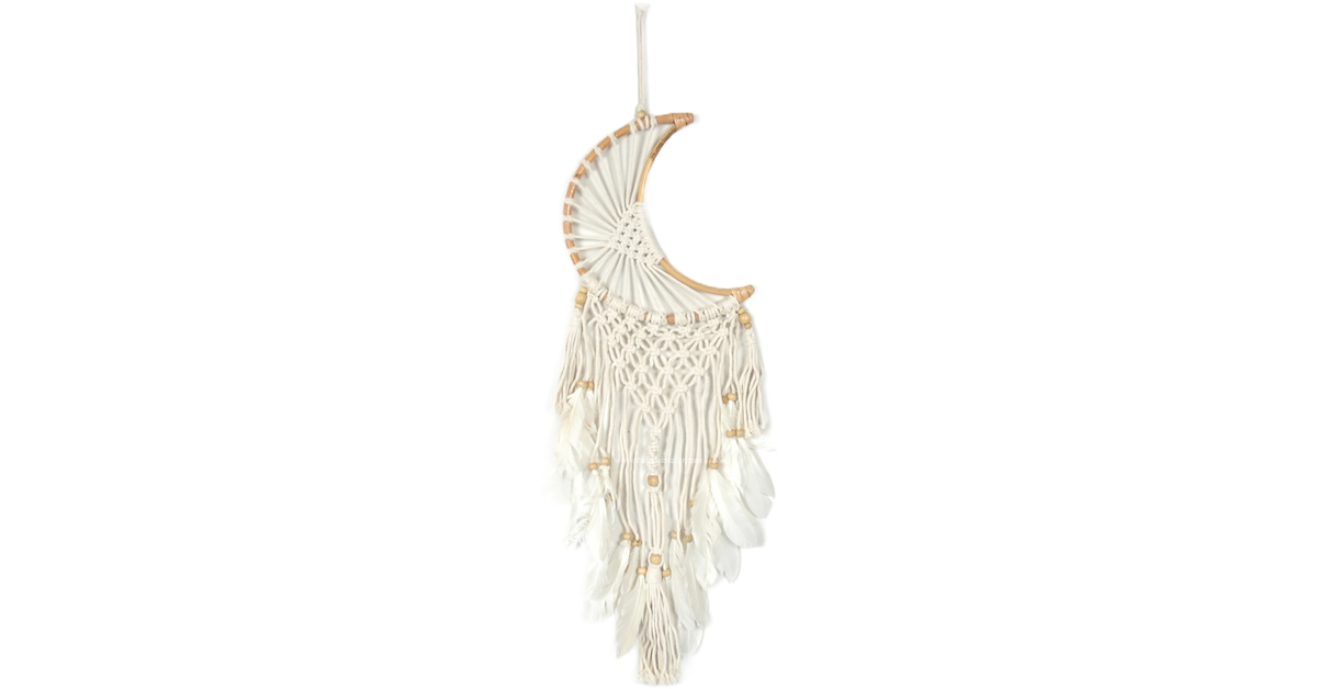 Half Moon Feathers Handmade Macrame Wall Decor | Accessories | White ...