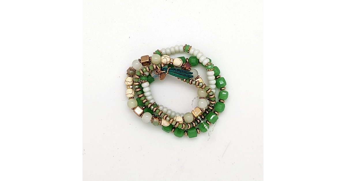 Green Galaxy Beaded Multi Strand Wrap Bracelet | Bracelets | Green ...