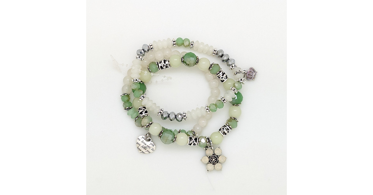 Pearl Green Beaded Multi Strand Bracelet Set | Bracelets | Green | Gift ...