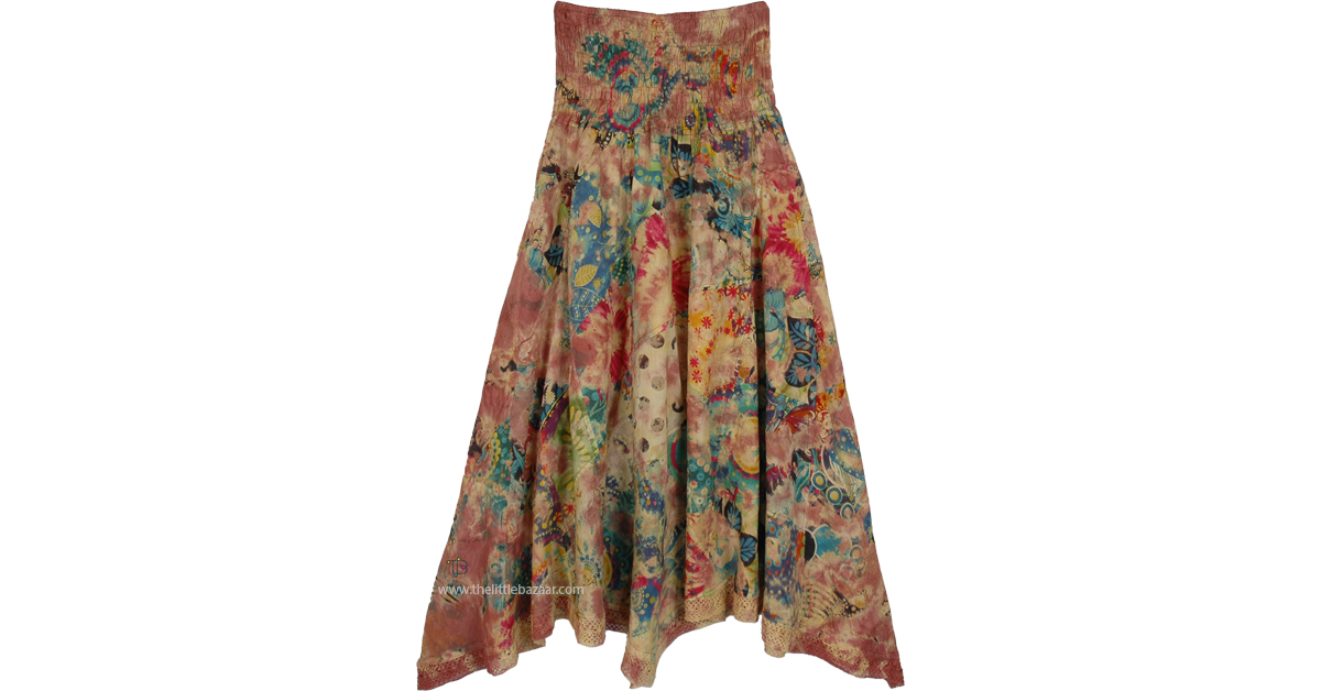 Sandalwood Cotton Handkerchief Hem Skirt Dress | Beige | Cottagecore ...