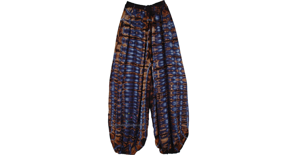 Midnight Blue Flowy TieDye Harem Pants | Blue | Split-Skirts-Pants, Tie ...