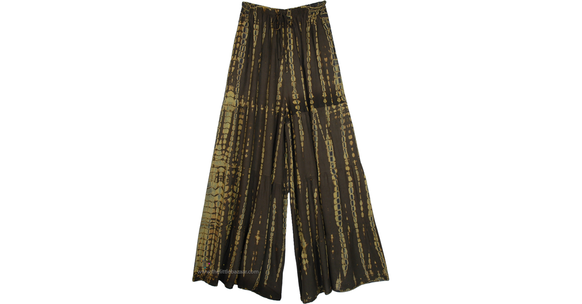 Millbrook Dark Green Tie Dye Flowy Pants | Green | Split-Skirts-Pants ...