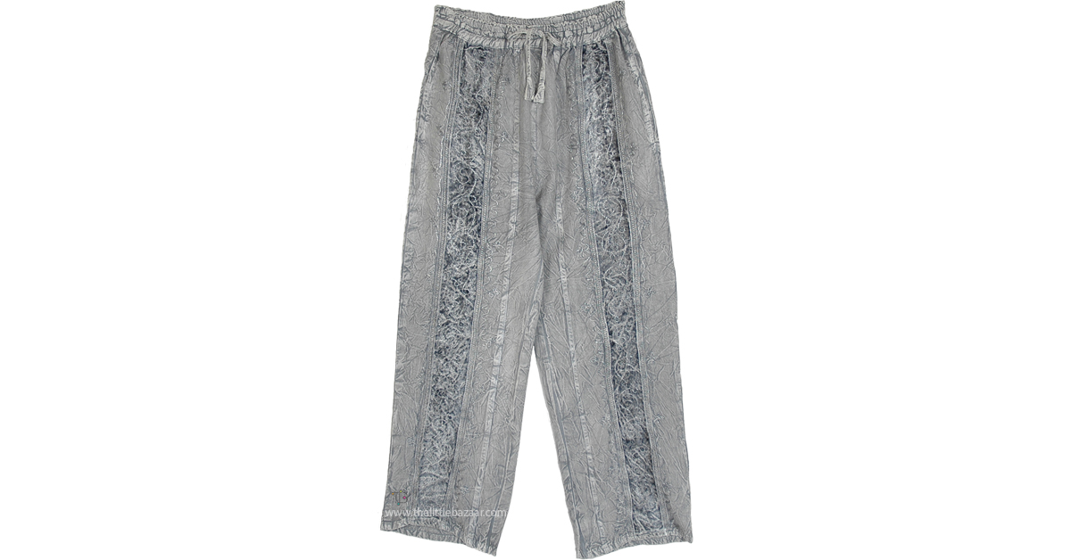 Misty Moon Velvet Trimmed Embroidered Pants | Grey | Split-Skirts-Pants ...