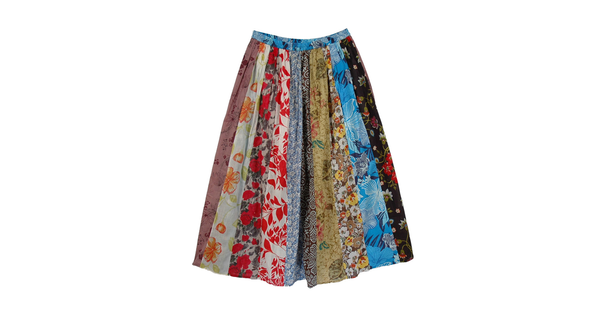 Colorful Vintage Multi Print Long Skirt | Patchwork, Printed