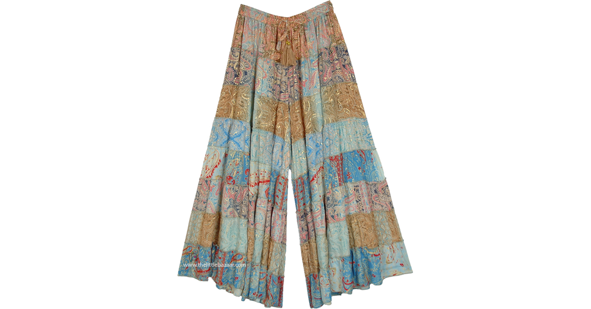 Fairy Story Tiered Patchwork Split Skirt Pant | Blue | Fairycore, Split ...