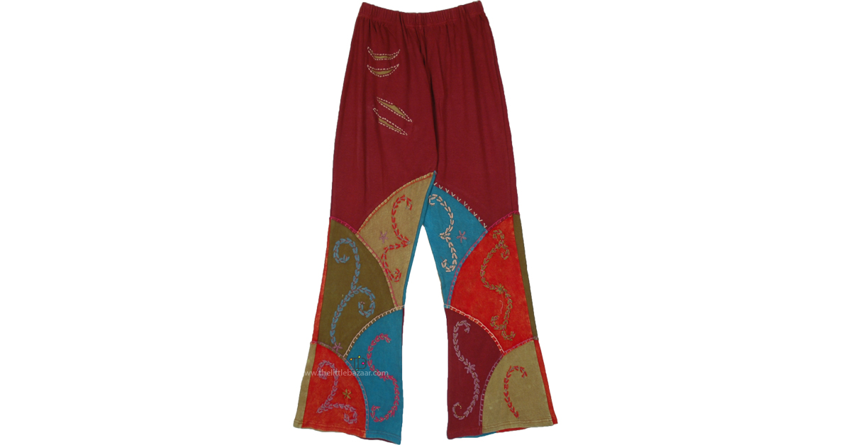 Vibrant Plum Knit Bohemian Pants | Purple | Split-Skirts-Pants ...