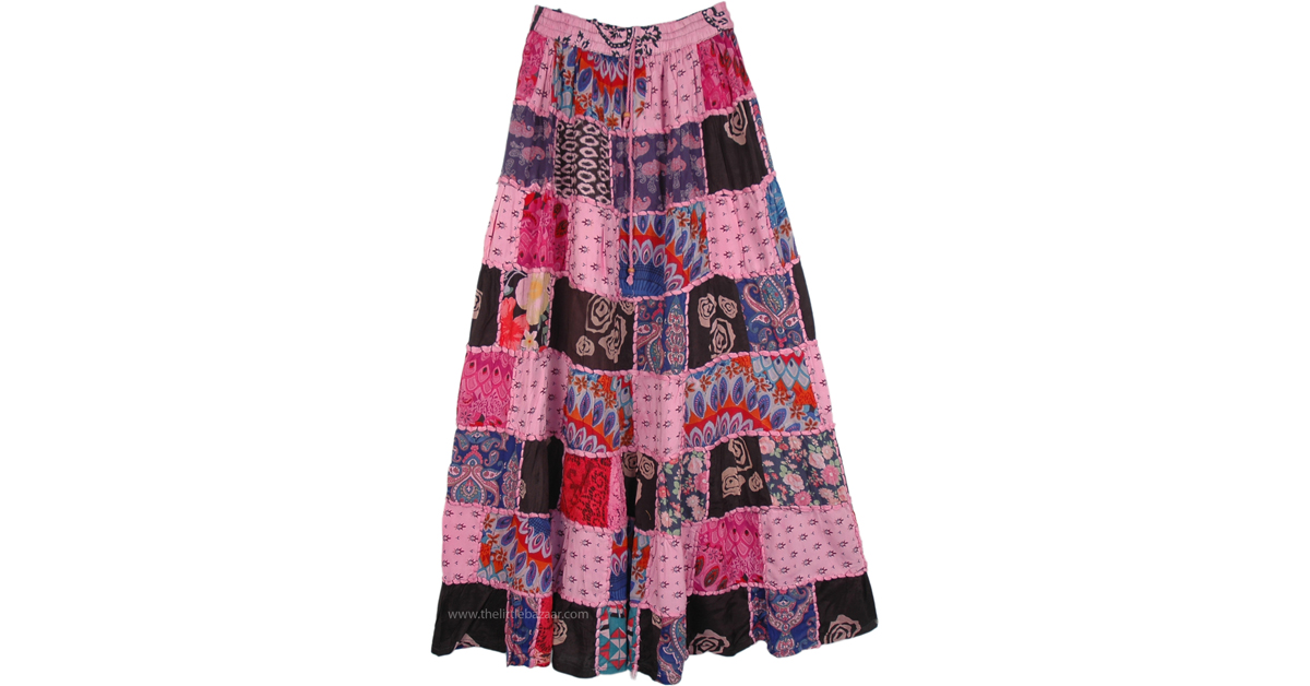 Vintage Style Patchwork Colorful Gypsy Skirt | patchwork, Bohemian