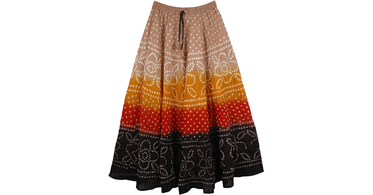 Firebird Tie Dye Pull-On Cotton Summer Skirt | Red | Misses, Vacation ...