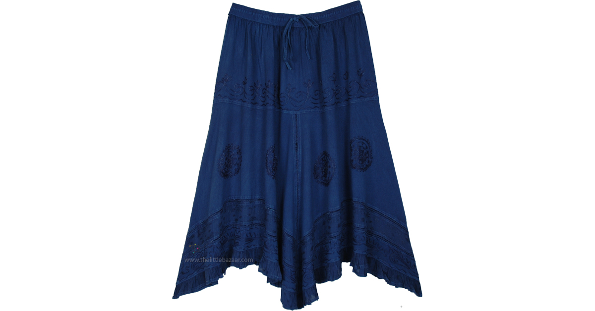 Handkerchief Hem Bunting Blue Western Skirt | Green | Misses ...