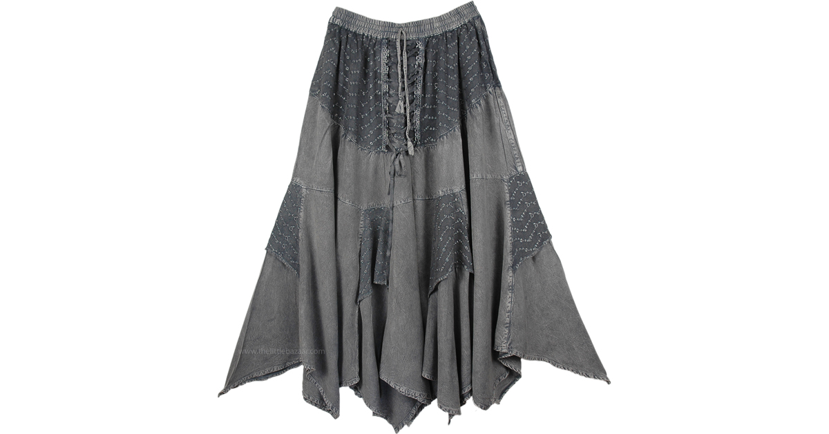 Womens Medieval Skirt Grey Stonewashed | Grey | Stonewash, patchwork ...