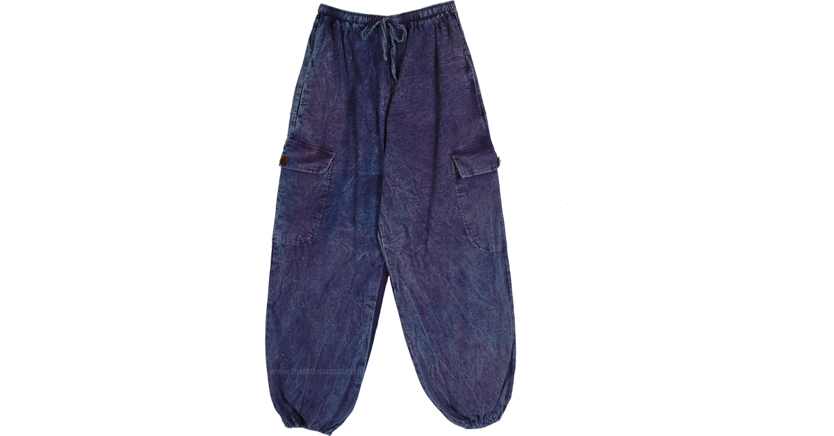 Oxford Blue Adventure Cotton Drawstring Pants | Blue | Split-Skirts ...