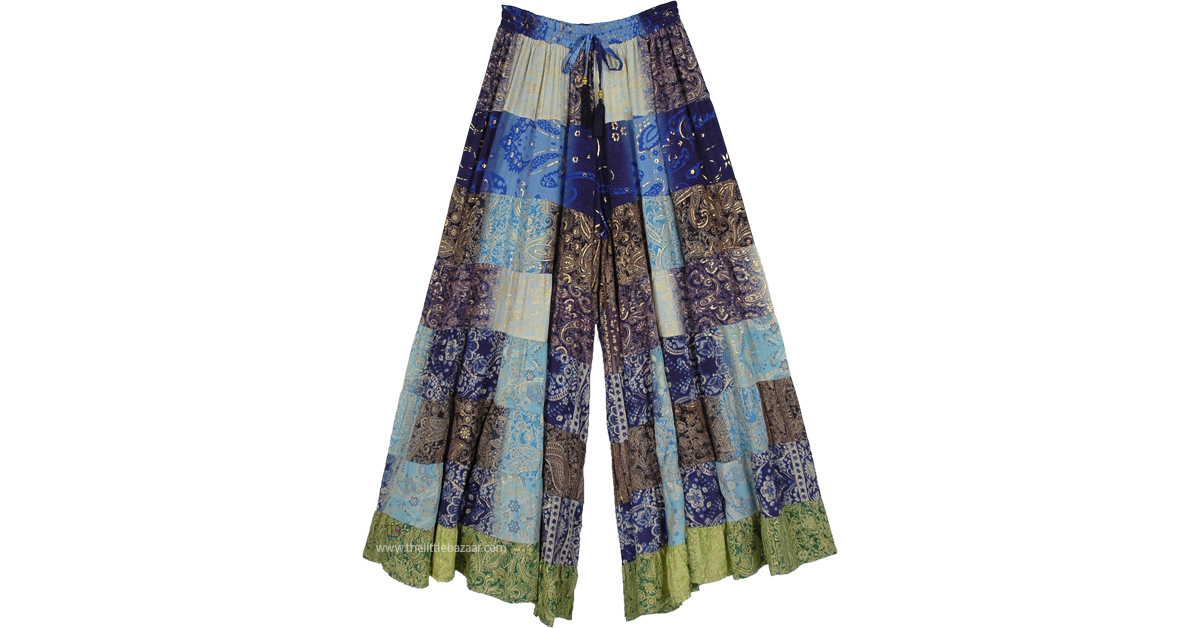 Sapphire Fairy Tale Patchwork Split Skirt Pant | Blue | Split-Skirts ...