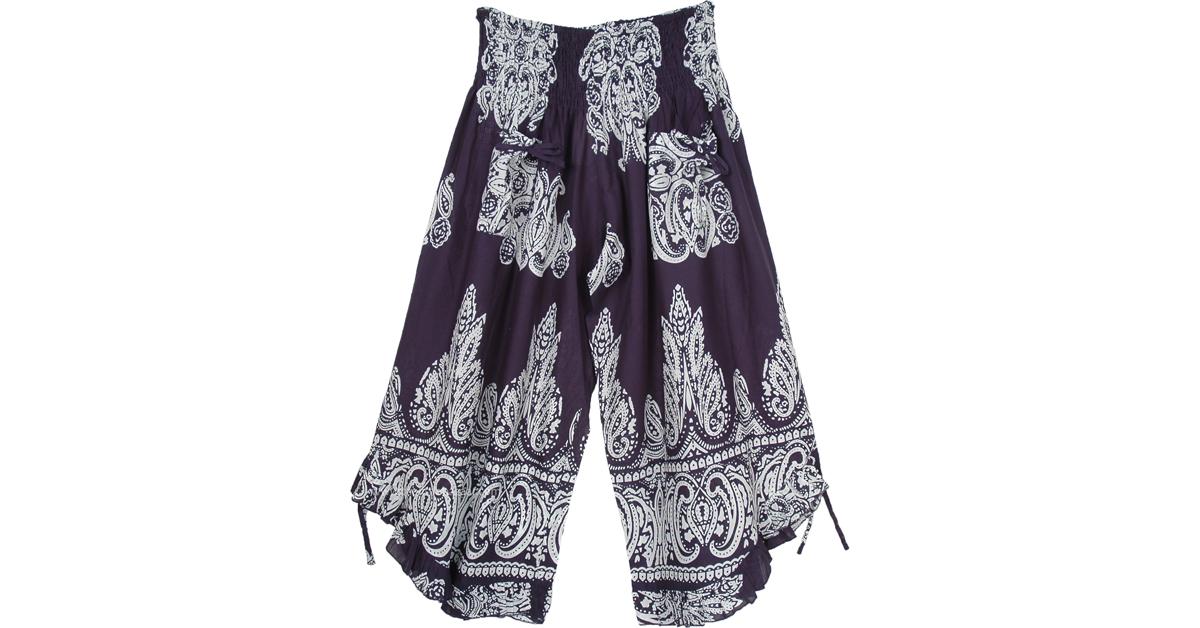Monochromatic Gypsy Culottes Pants with Beatnik Design | Black | Split ...