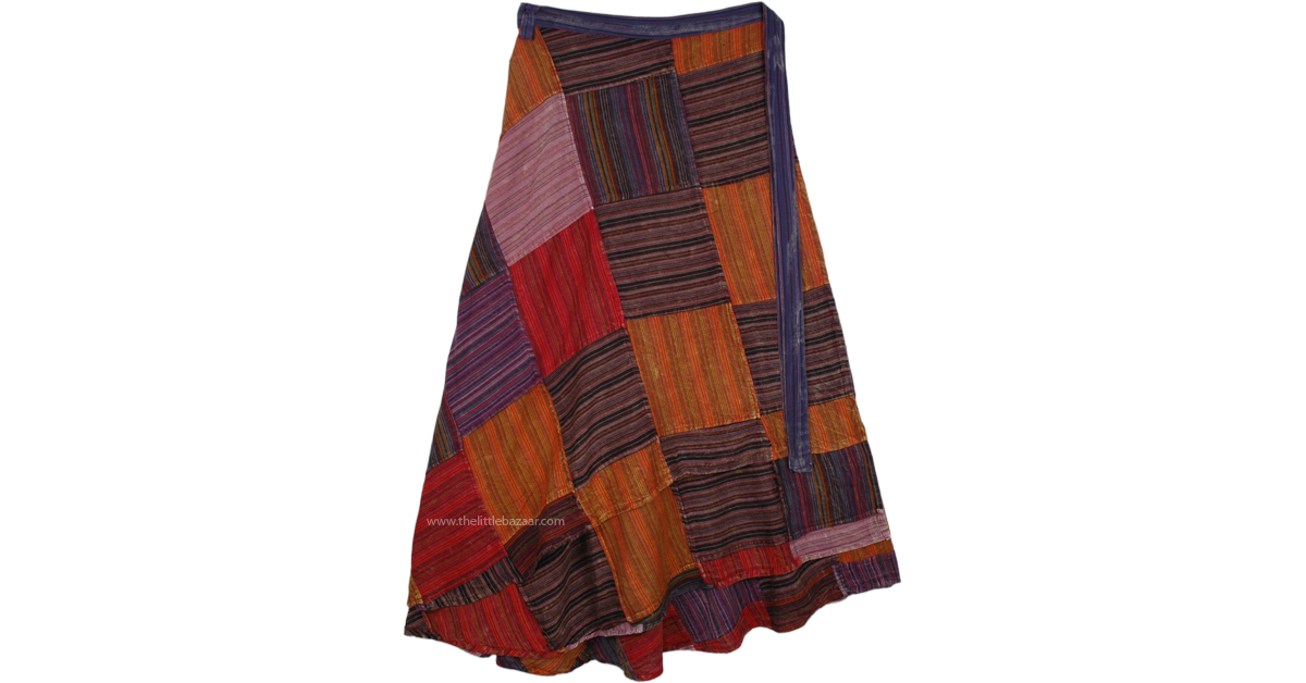 Plus Size Fall Harvest Bohemian Gypsy Patchwork Wrap Around Skirt ...