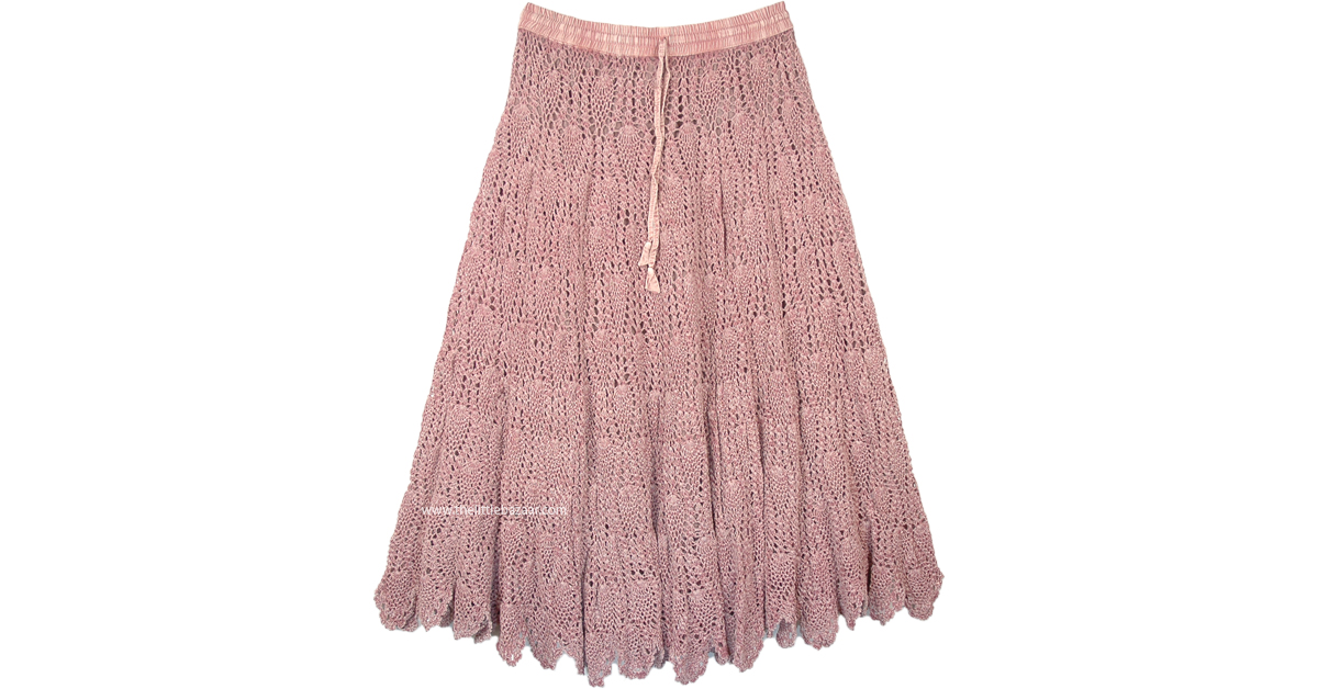 Turkish Rose Mid Length Crochet Cotton Summer Skirt | Pink | Crochet ...
