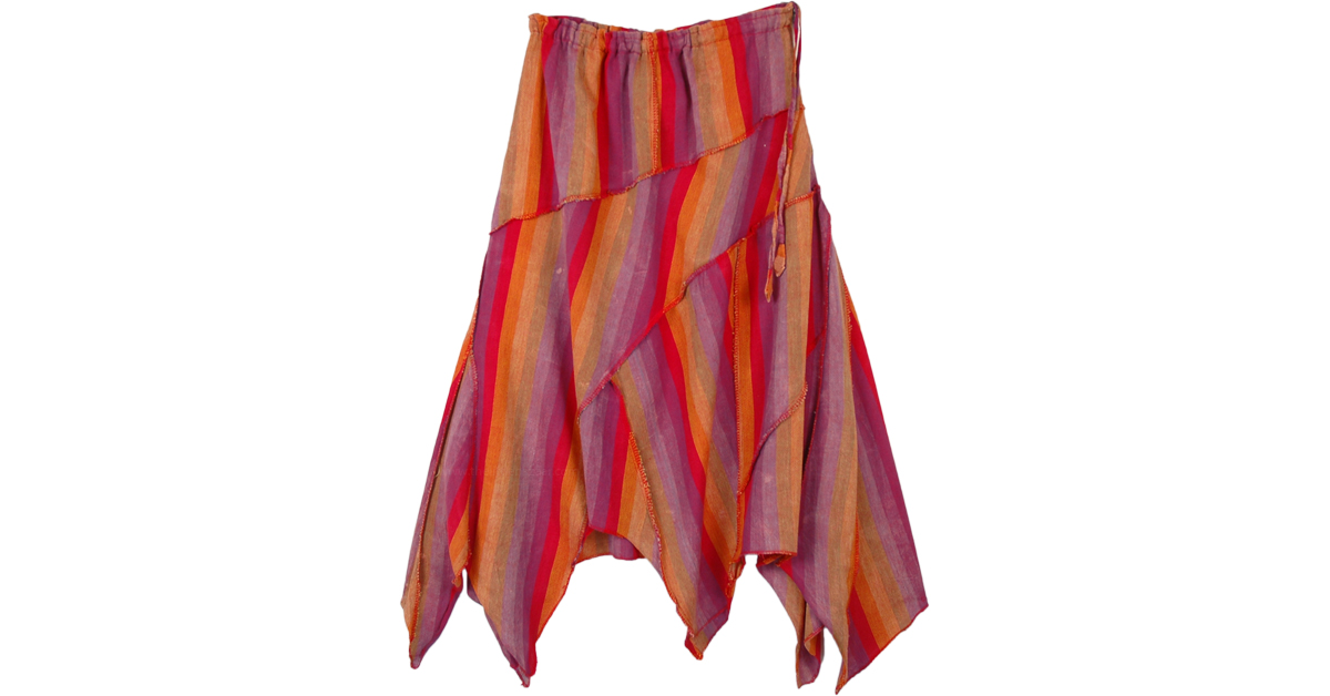 Rising Sun Asymmetrical Patchwork Pixie Skirt | Red | Patchwork, Misses ...