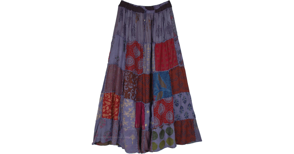 The Persian Bazaar Patchwork Bohemian Long Skirt | Multicoloured ...