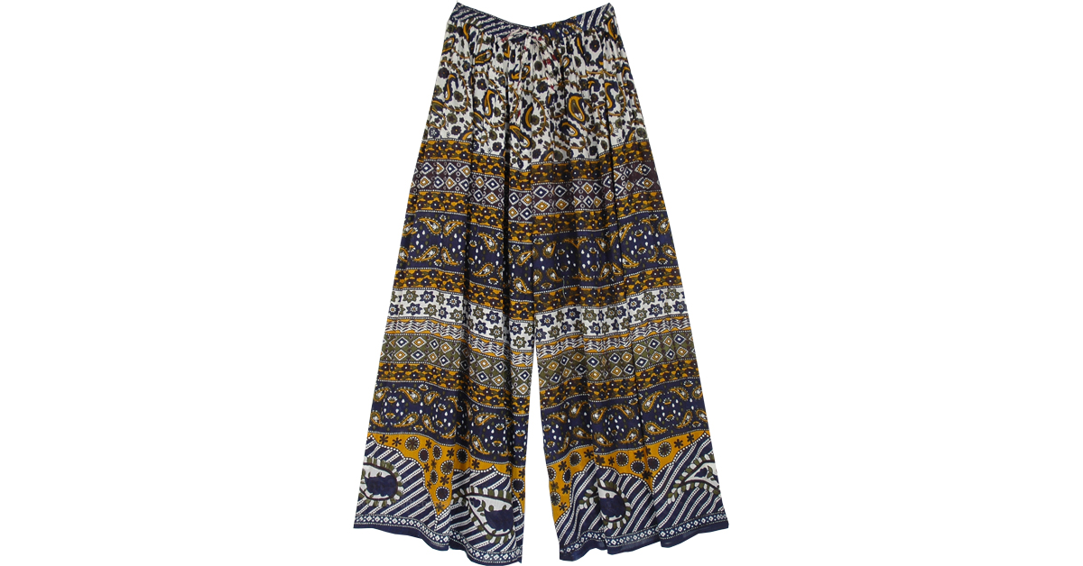 Royal indian Palace Palazzo Pants with Paisley Print | Multicoloured ...