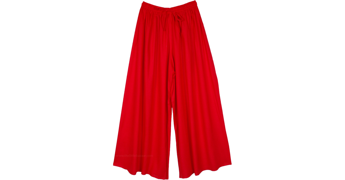Vibrant Vibe Bright Red Wide Leg Lounge Pants | Red | Split-Skirts ...