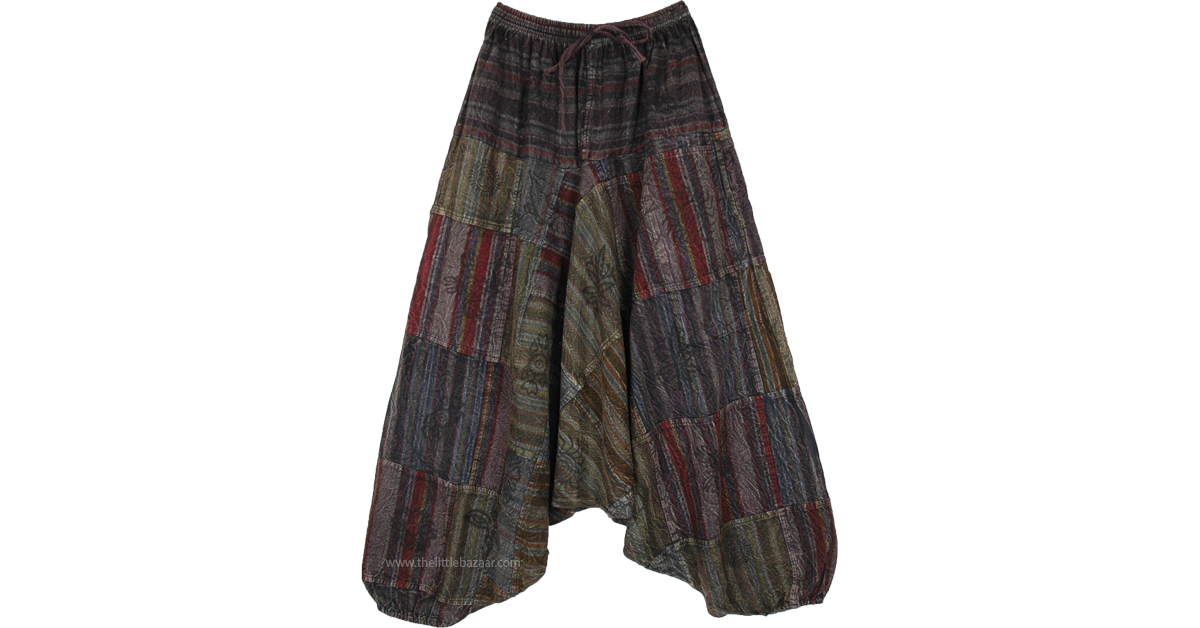 Grey Storm Patchwork Stonewashed Pants | Grey | Split-Skirts-Pants ...