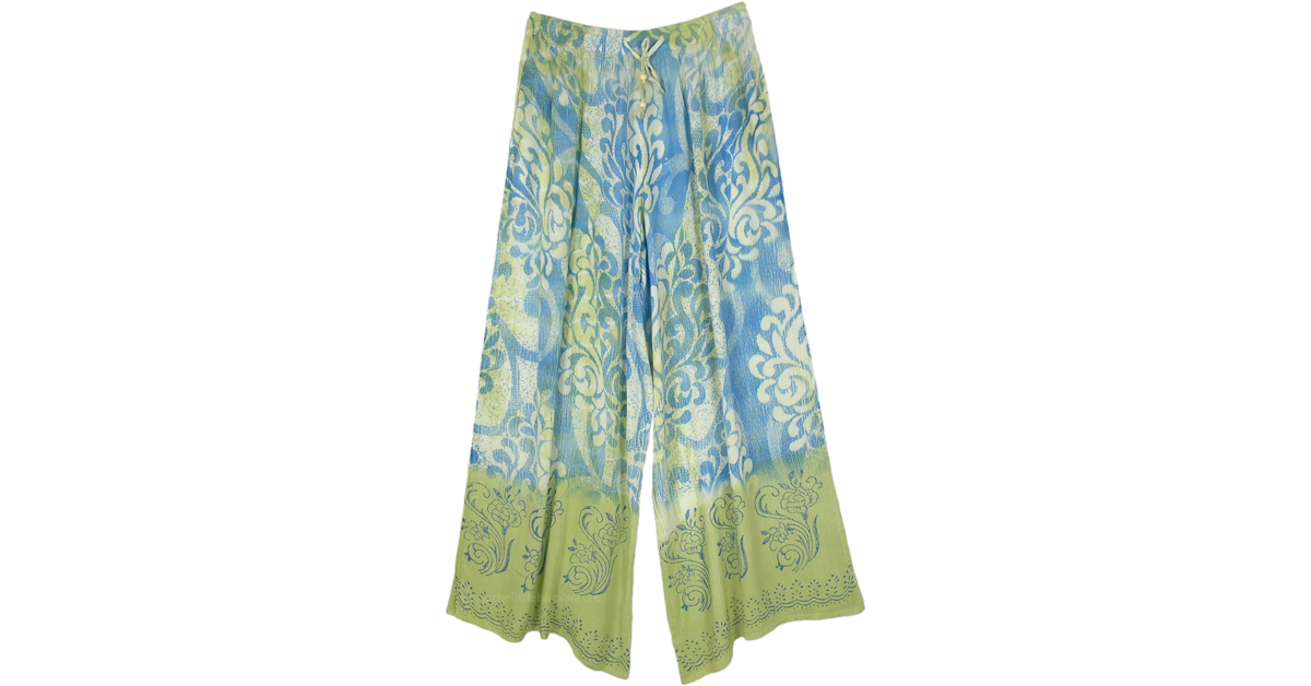 Coastal Strand Free Flow Summer Long Pants | Blue | Split-Skirts-Pants ...