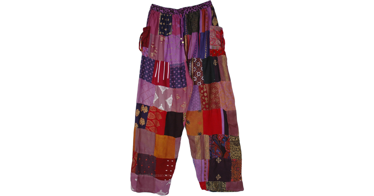 Orchid Garden Multi Pattern Patchwork Lounge Pants | Multicoloured ...
