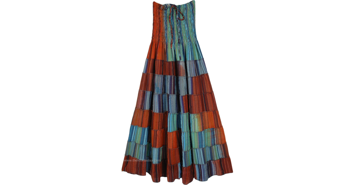 The Darjeeling Beauty Long Skirt Dress with Smocked Waist | Blue | Tall ...