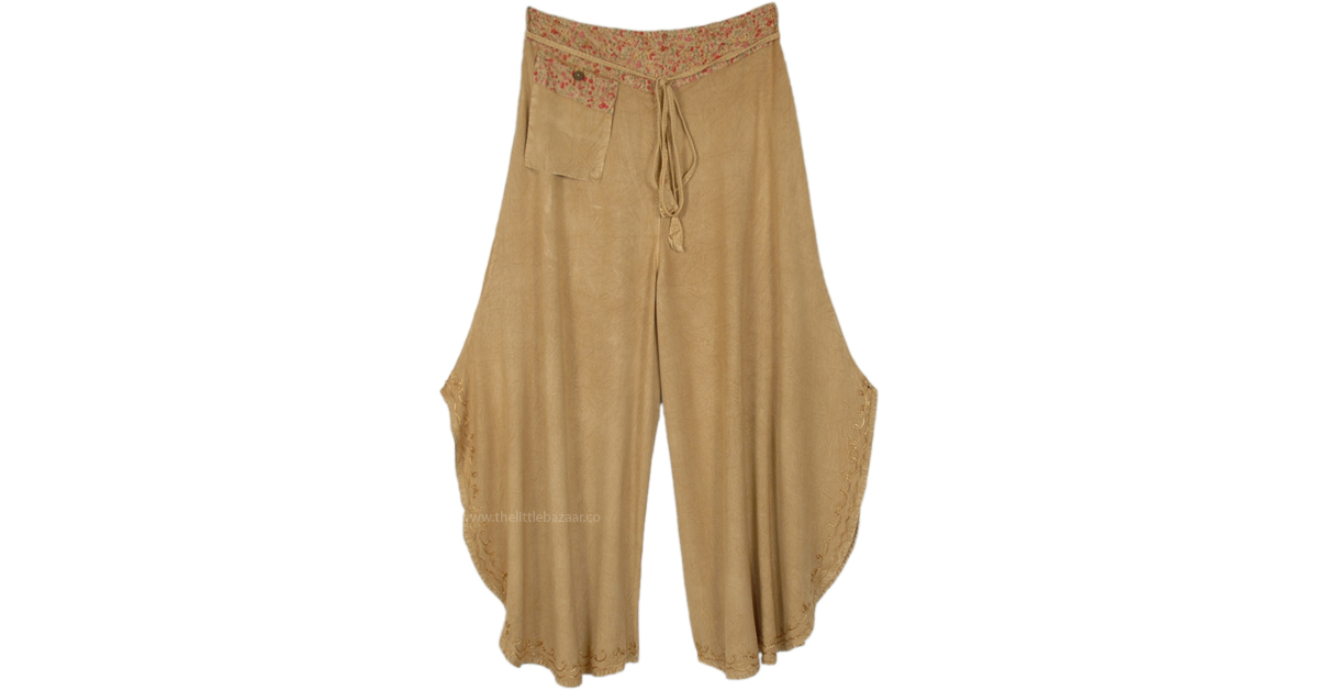 Light Acorn Elephant Palazzo Pants | Beige | Split-Skirts-Pants ...