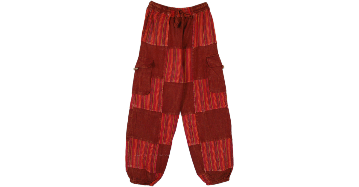 Red Smoke Hippie Patchwork Harem Pants | Red | Split-Skirts-Pants ...