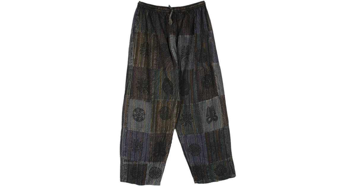 Coke Grey Patchwork Hippie Pants | Grey | XL-Plus, Split-Skirts-Pants ...