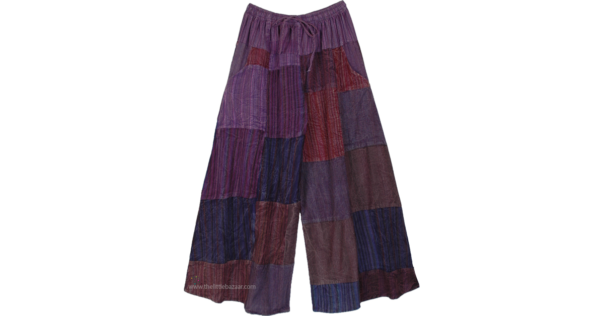 Purple Haze Stonewashed Patchwork Festival Pants | Purple | Cottagecore ...