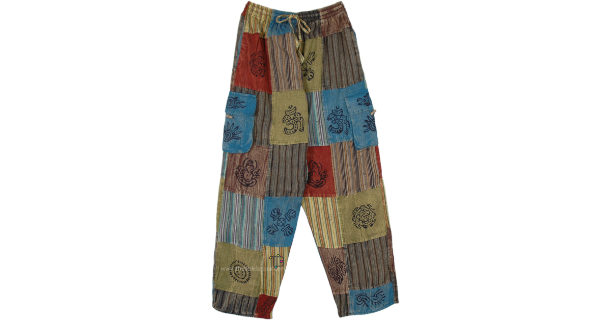 Mixed Multicolor Patchwork Hippie Lounge Pants | Multicoloured | Split ...