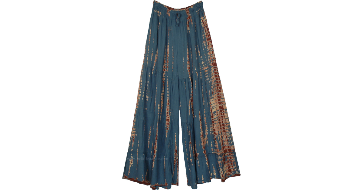 Dusky Meadow Blue Tie Dye Flowy Pants | Blue | Split-Skirts-Pants ...