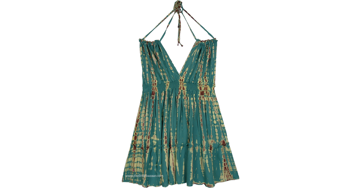 Ethereal Casal Halter Summer Tie Dye Sundress | Dresses | Green ...