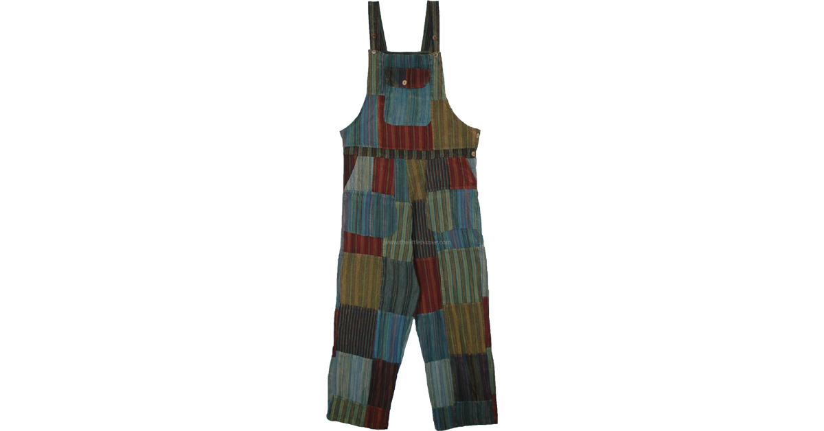 April Showers Hippie Patchwork Dungaree | Dresses | Green | Patchwork ...