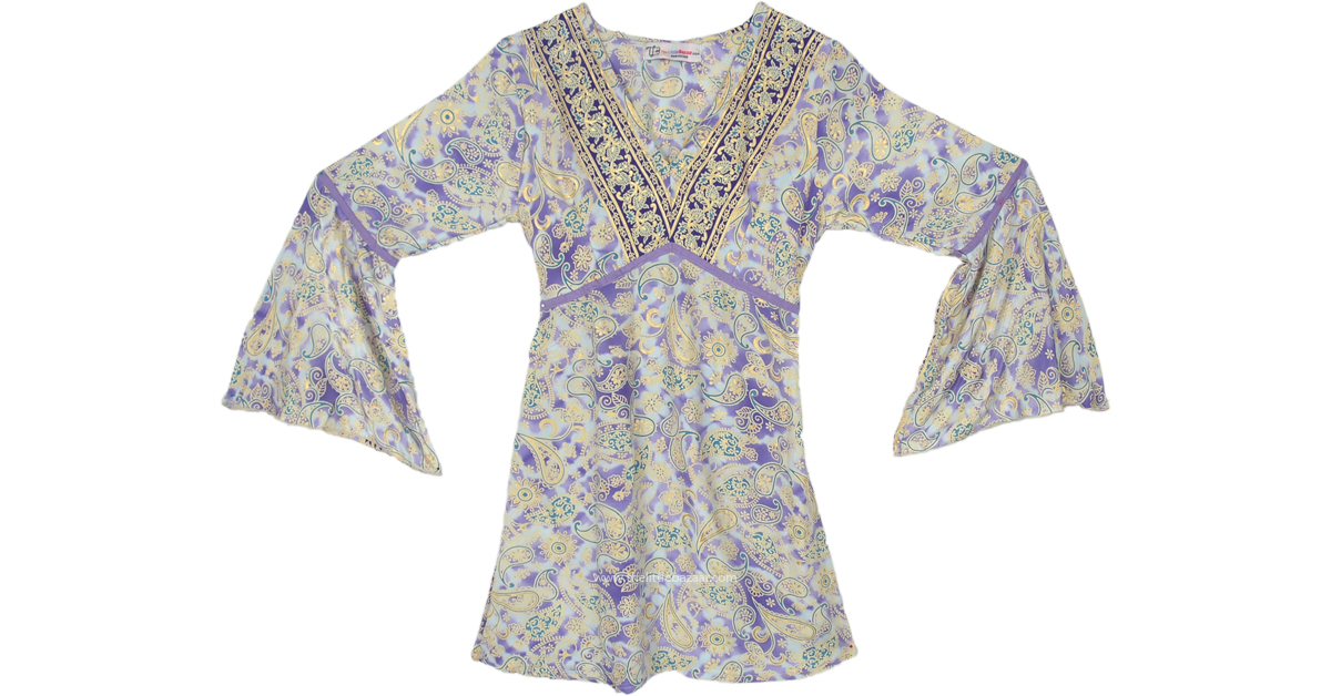 Purple Mermaid Short Dress with Bell Sleeves | Dresses | Purple | Beach ...