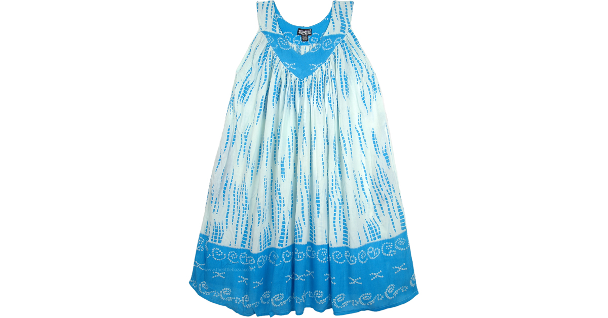 One Size Plus Umbrella Sleeveless SunDress in Blue and White | Dresses ...