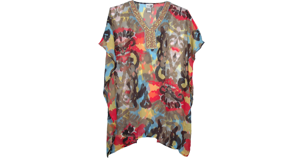 Exotic Short Kaftan Dress with Sequins | Dresses