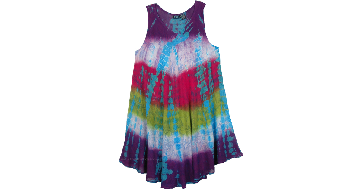 Sleeveless Dyed Sundress with Floral Back Splash | Dresses | Purple ...