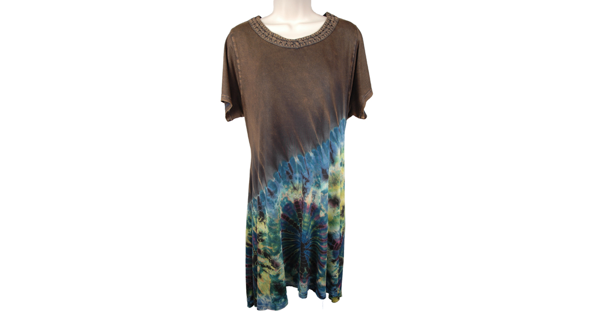 Pine Cone Tie Dye Short Summer Hi Low Dress with Back Tie | Dresses ...