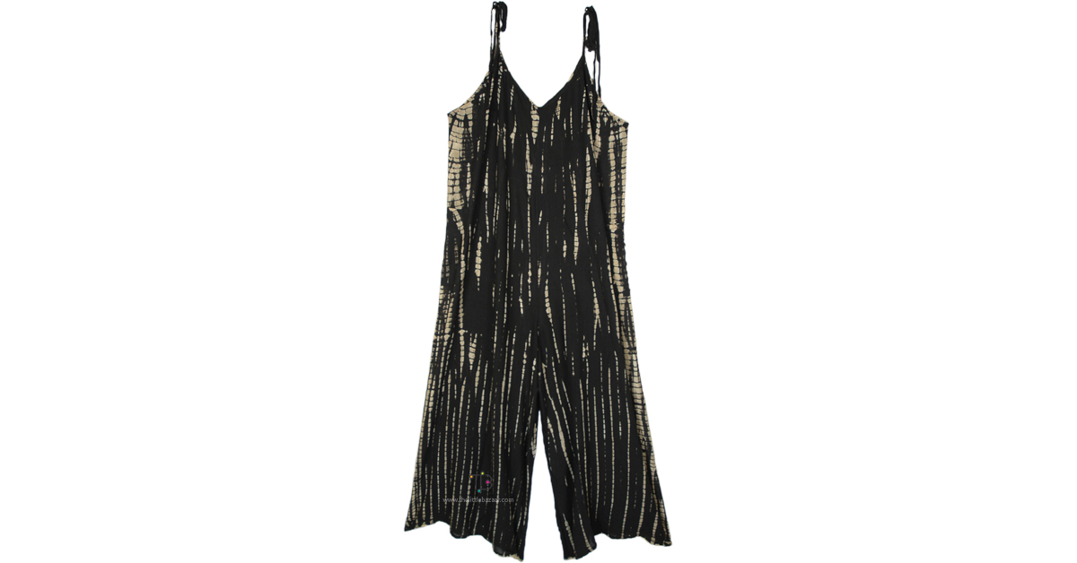 70s Style Black and Cream Tie Dye Jumpsuit | Dresses | Black | Tie-Dye ...
