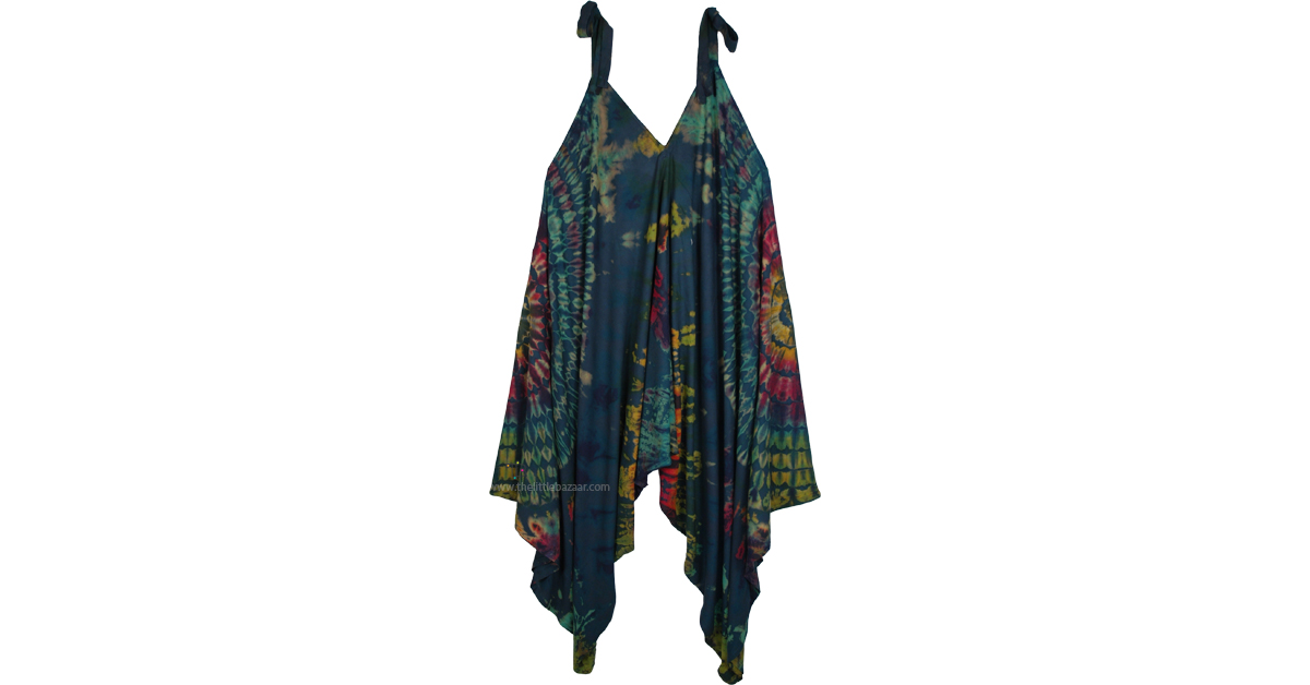Rainforest Tie Dye Flowy Wide-Leg Harem Jumpsuit | Dresses | Green ...